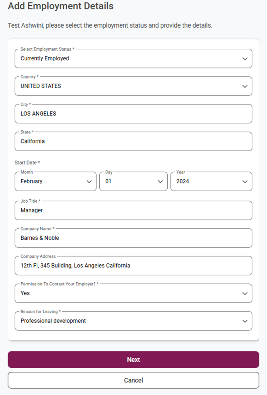 ServiceConnect - Profile Advantage Instant Employment Tool